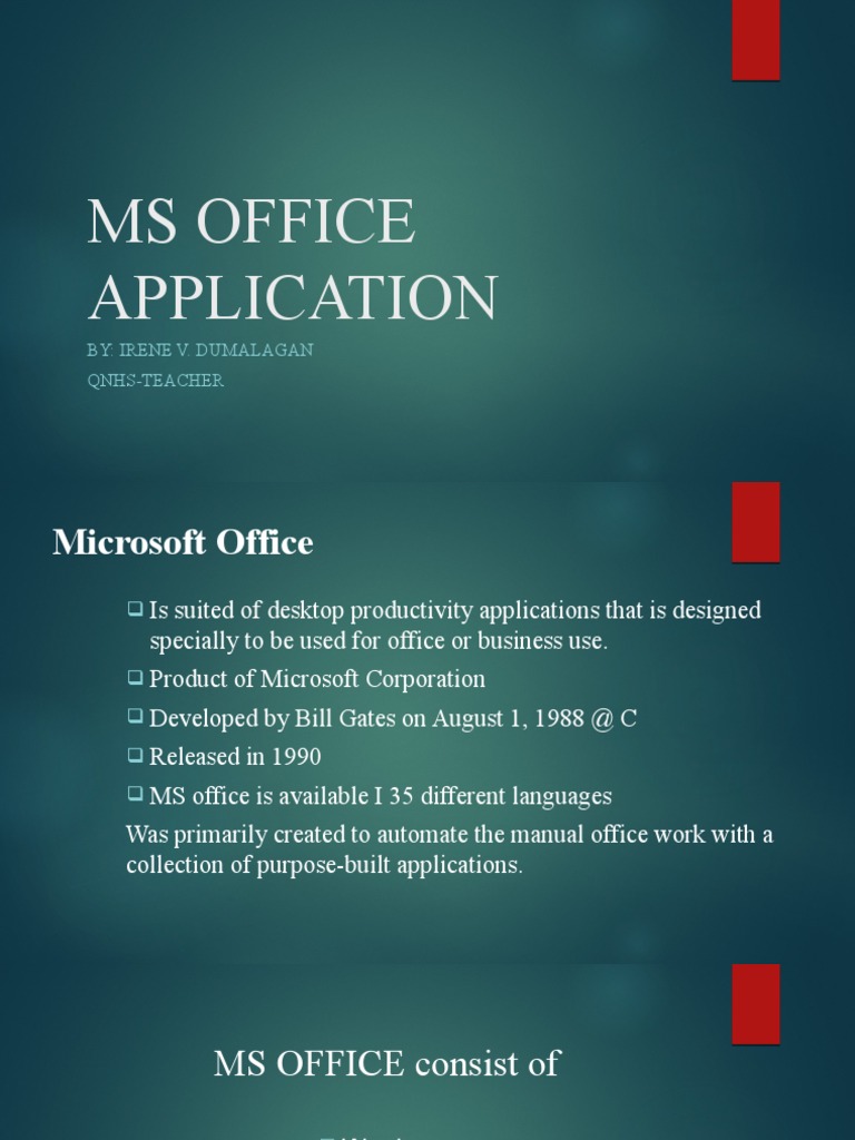 Overview of Microsoft Office Applications | PDF | Microsoft Office ...