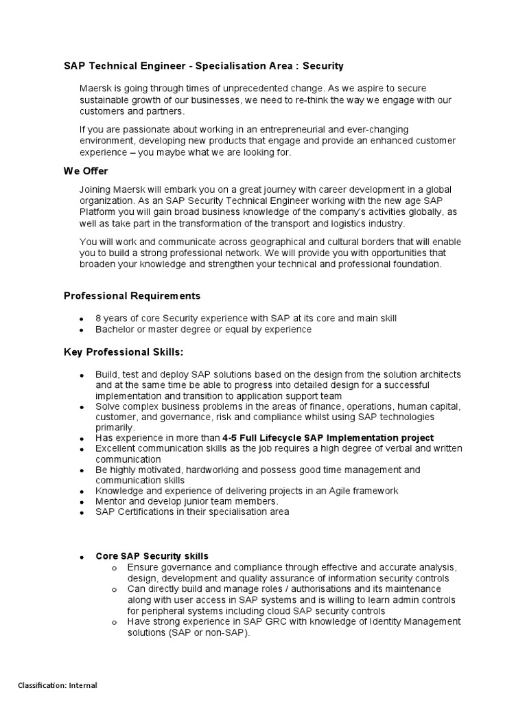 SAP Technical Engineer - Specialisation Area: Security | PDF | Sap Se ...