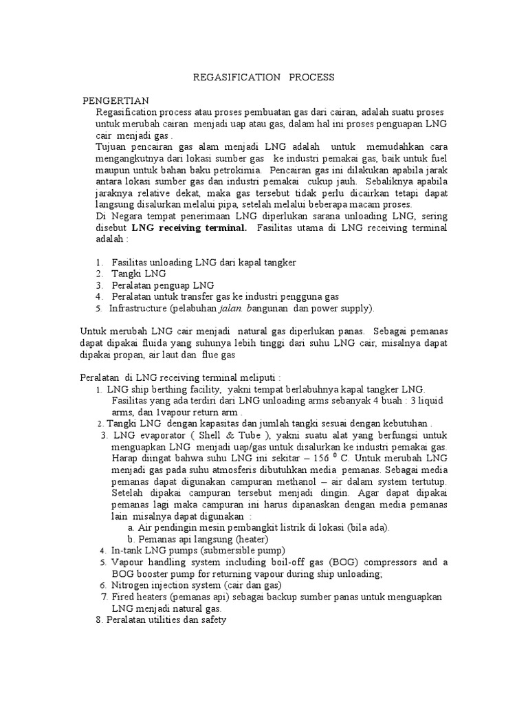 Proses Regasifikasi LNG Terperinci | PDF | Teknologi & Rekayasa
