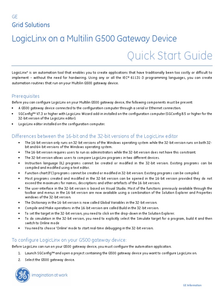 SWM0107 LogicLinx On A Multilin G500 Quick Start Guide V100 R0 | PDF | Technical Support | License