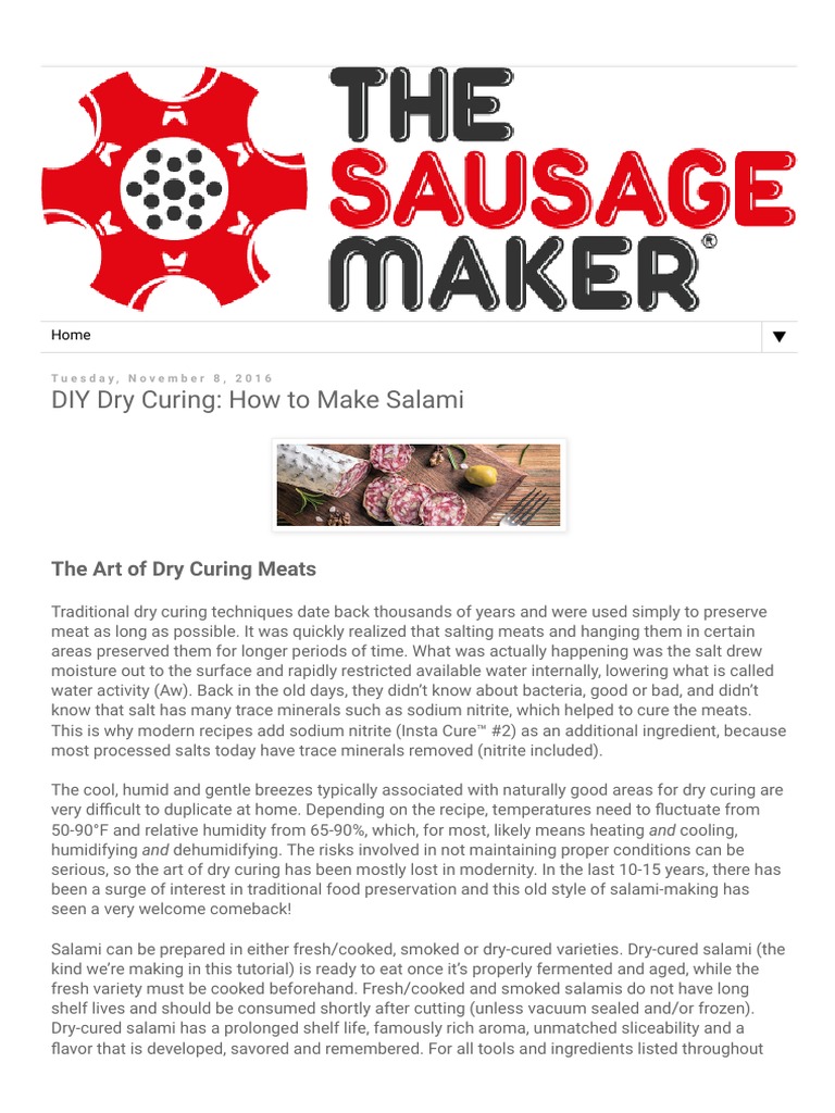 The Sausage Maker Blog - DIY Dry Curing - How To Make Salami | PDF ...