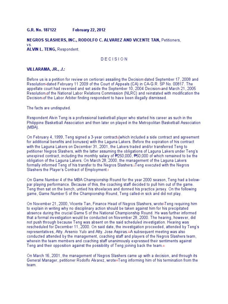 Negros Slashers v. Teng Case | PDF | Res Judicata | Lawsuit