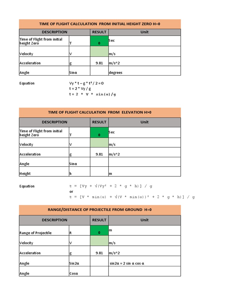 Projectile Motion Calculations Guide | PDF | Spacetime | Physical Phenomena