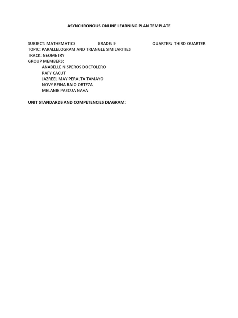 Asynchronous Online Learning Plan Template | PDF | Elementary Geometry ...