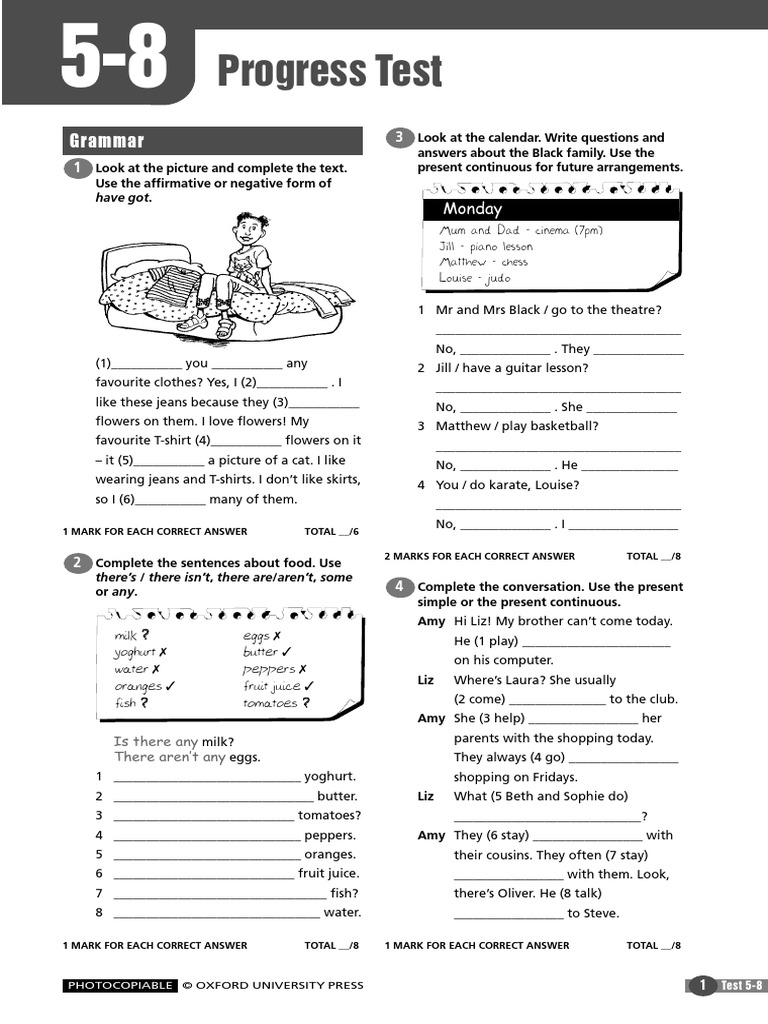 Progress Test 2 (Units 5-8) | PDF