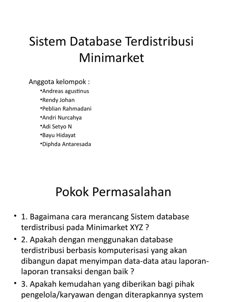 Sistem Database Terdistribusi Minimarket | PDF Sistem Database Terdistribusi Minimarket | PDF