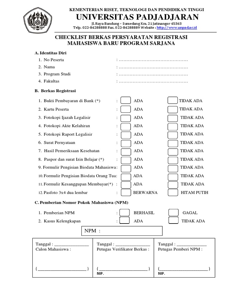 Form Checklist Kelengkapan Berkas PDF | PDF