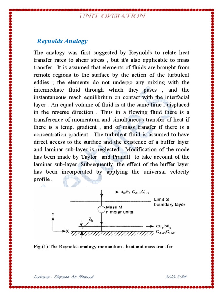 Reynolds Analogy: Unit Operation | Download Free PDF | Laminar Flow ...