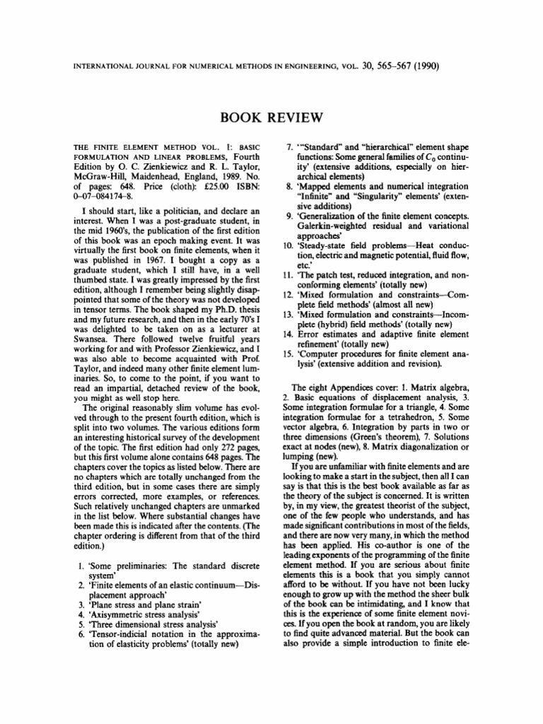 Finite Element Method Book Review | PDF | Finite Element Method | Integral