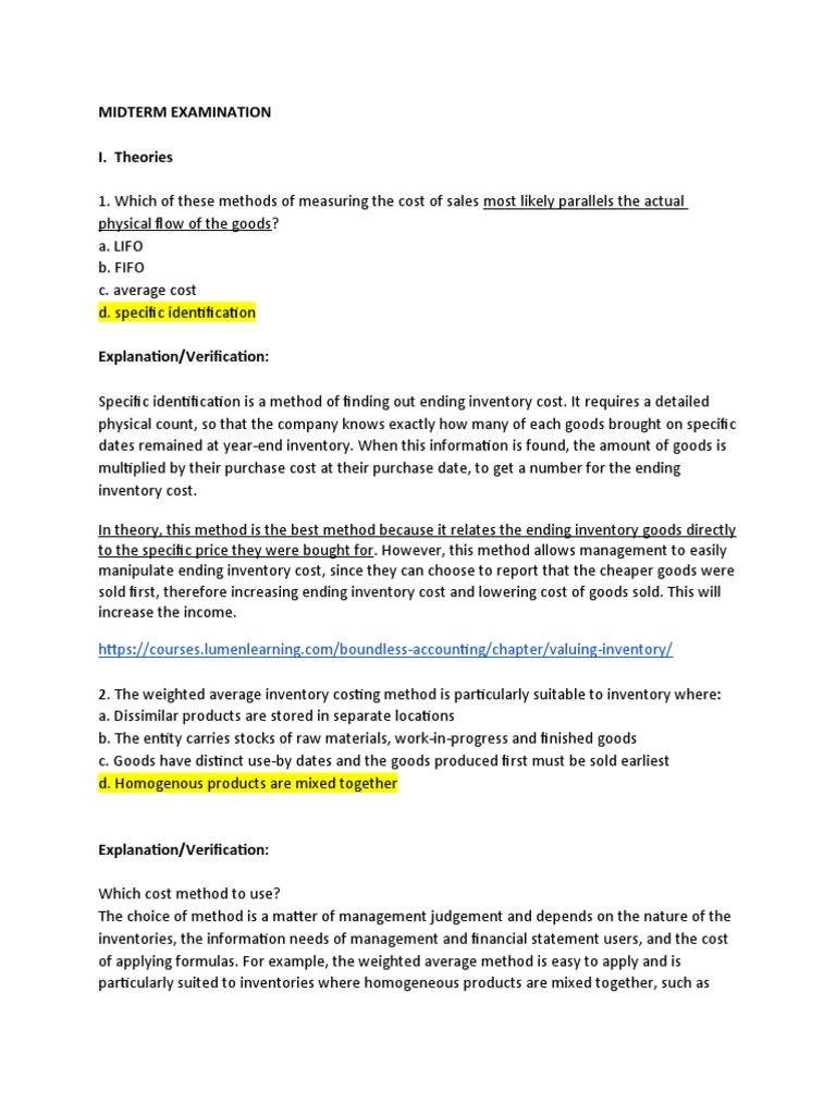 Ia1 - Midterm Examination | PDF | Bad Debt | Inventory