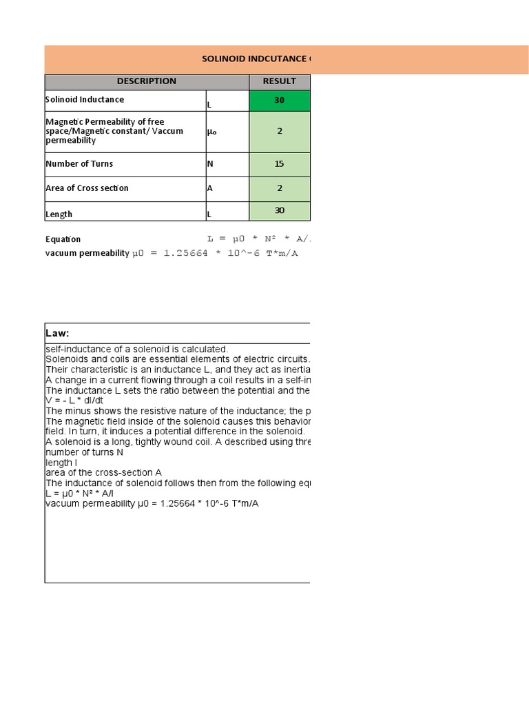 Solenoid Inductance Calculation Guide | PDF | Teaching Methods & Materials | Science & Mathematics