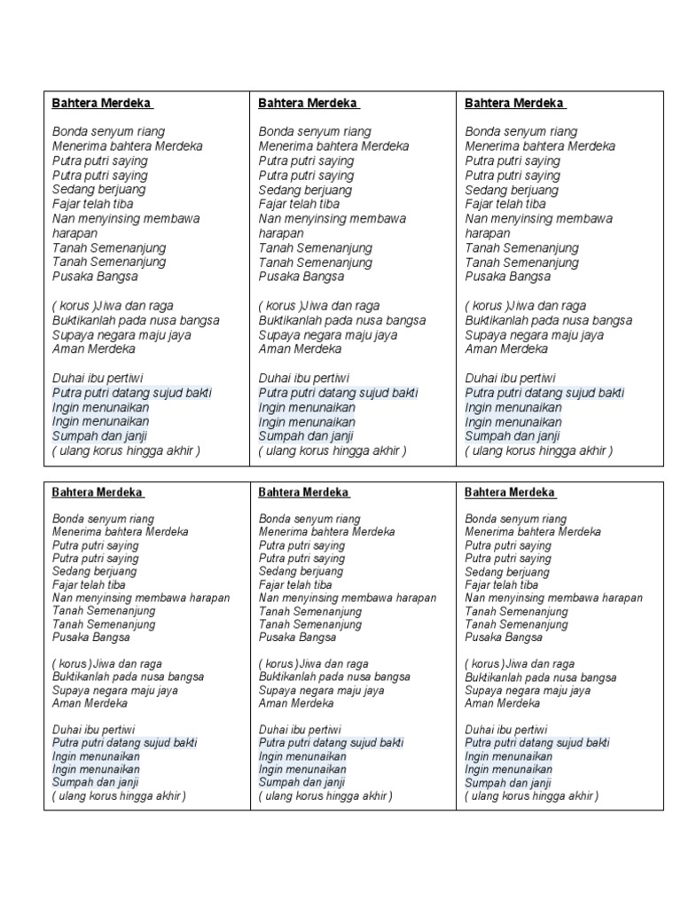 Lirik Bahtera Merdeka | PDF