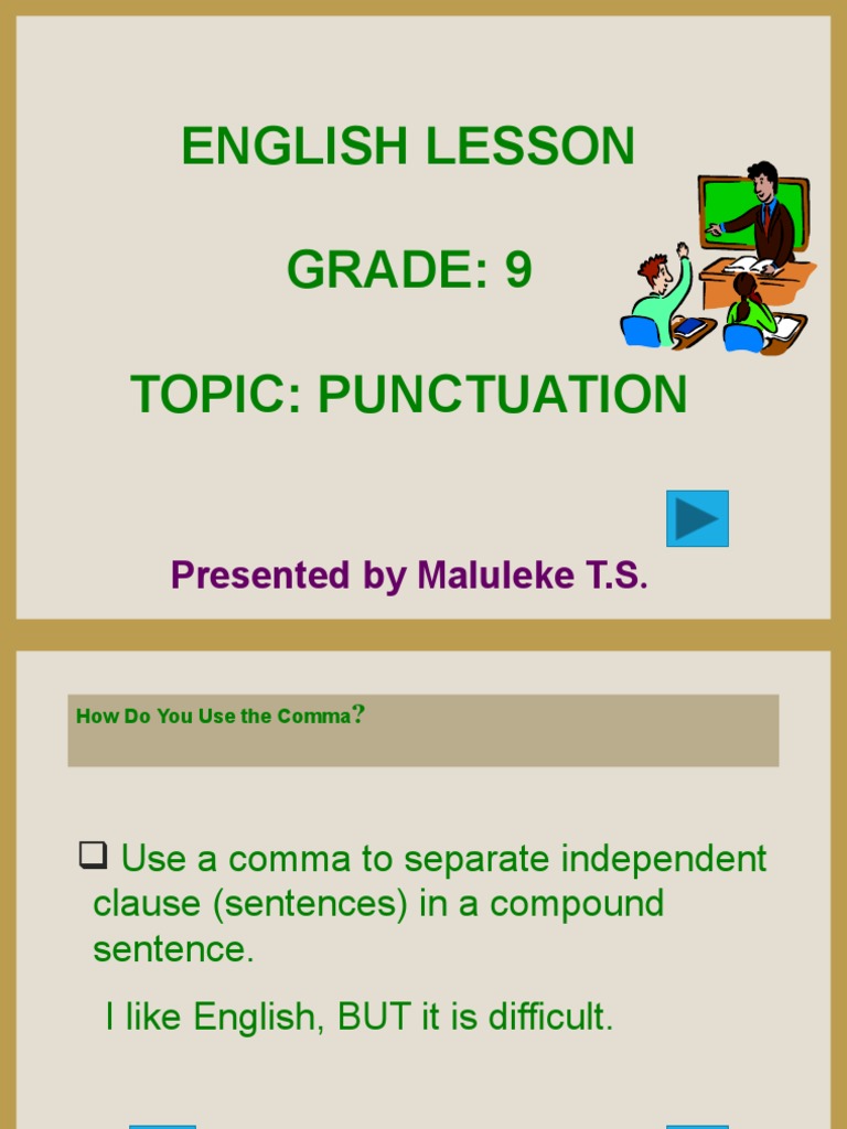Grade 9 Punctuation Guide | PDF | Comma | Sentence (Linguistics)