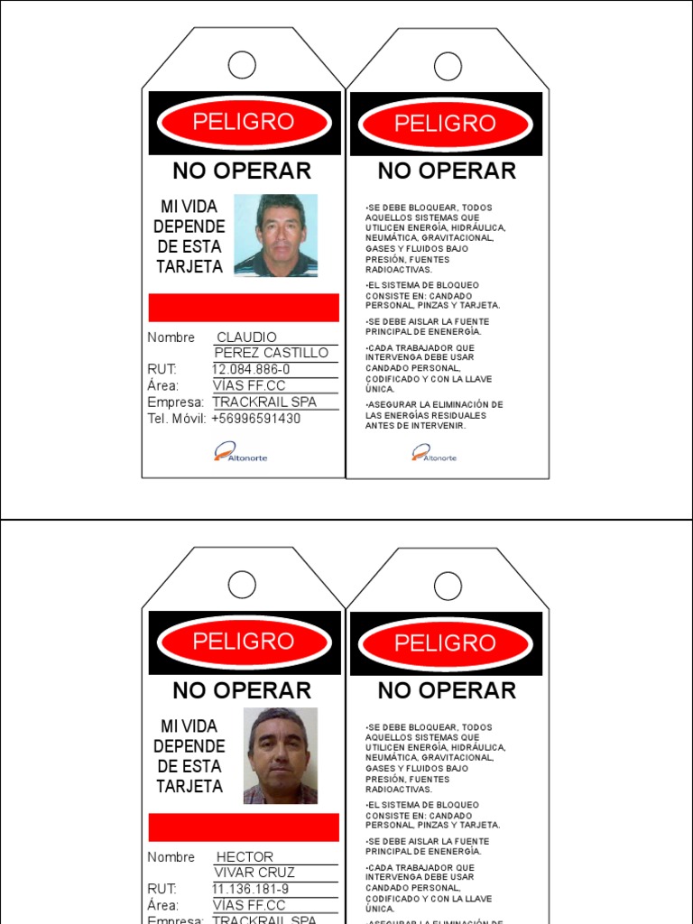 Tarjeta Lock Out Faltantes | PDF | Naturaleza | Ingeniería mecánica
