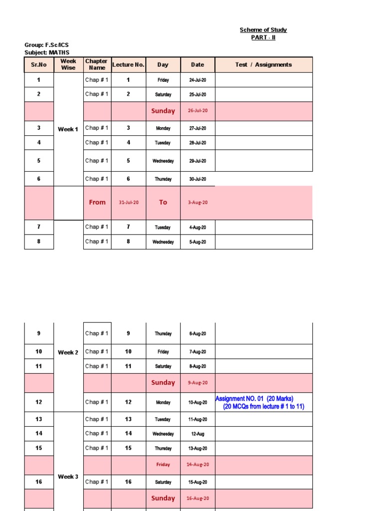 Updated Break Up Part 2 (Mathematics) 7 Weeks | PDF | Function ...