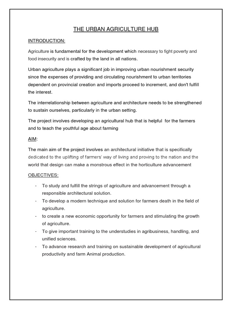 Urban Agriculture Hub for Food Security | PDF | Urban Agriculture | Farmer