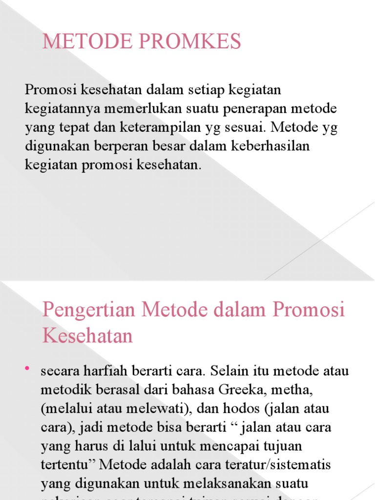 Metode Dalam Promosi Kesehatan | PDF