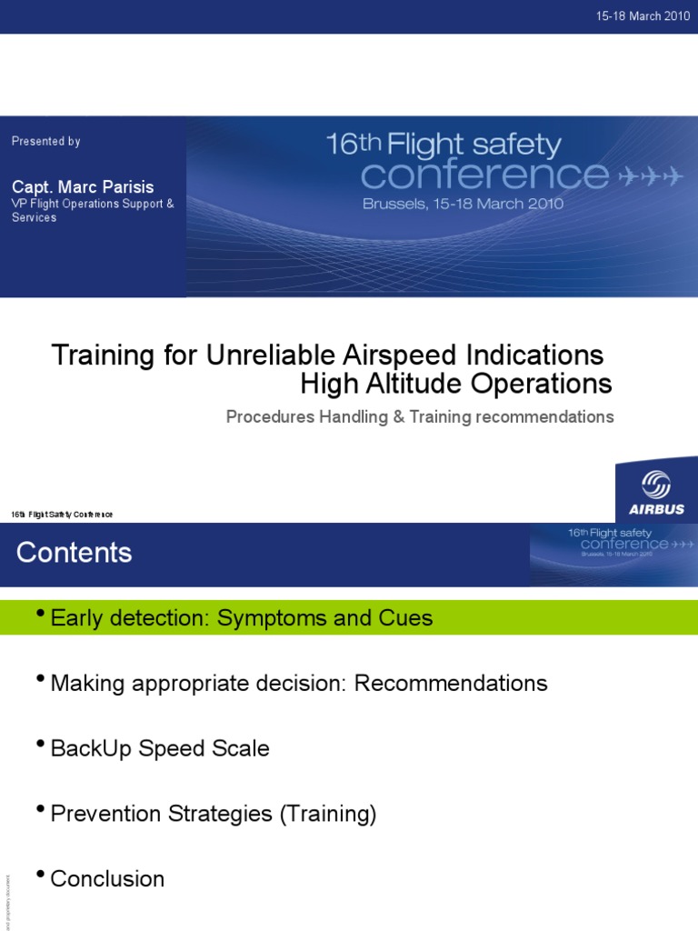 O Training For Unreliable Airspeed Indications High Altitude Operations ...