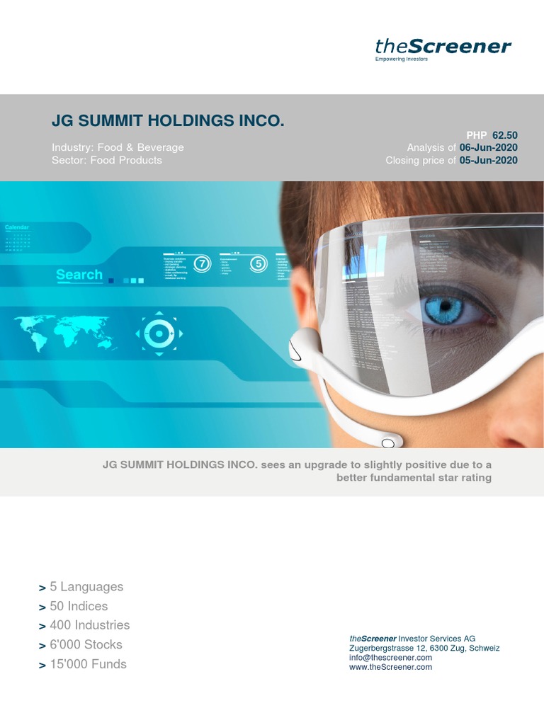 JG Summit Holdings Inco.: Industry: Food & Beverage Sector: Food ...
