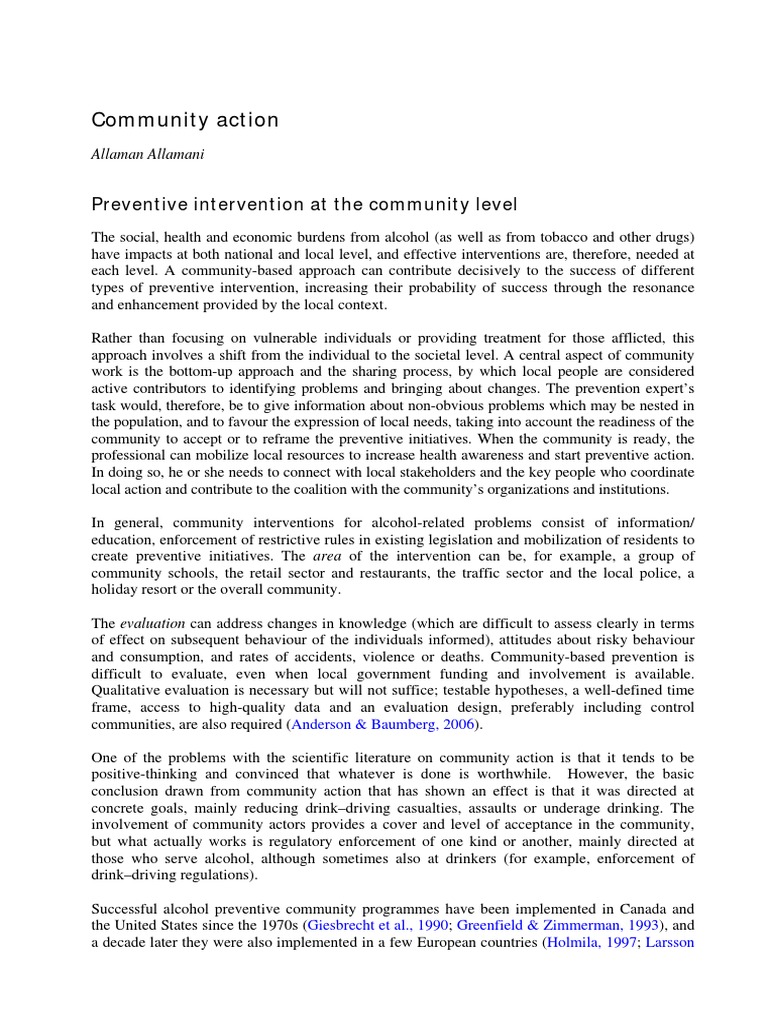 Community Action | PDF | Alcoholism | Substance Abuse