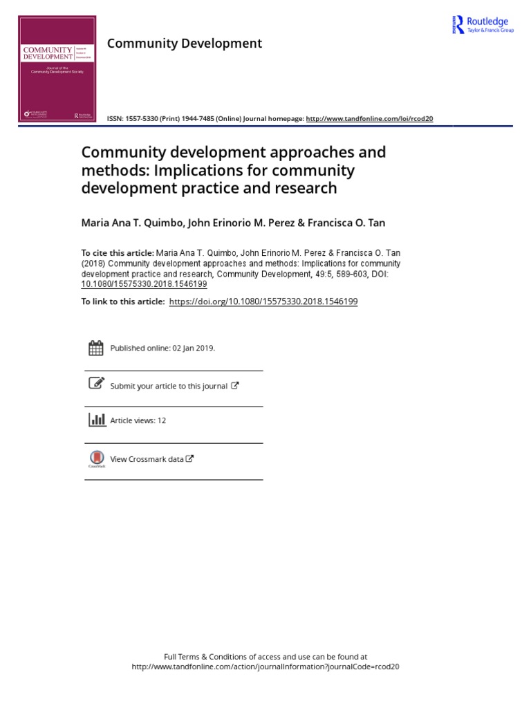 Community Development Approaches and Methods: Implications For ...