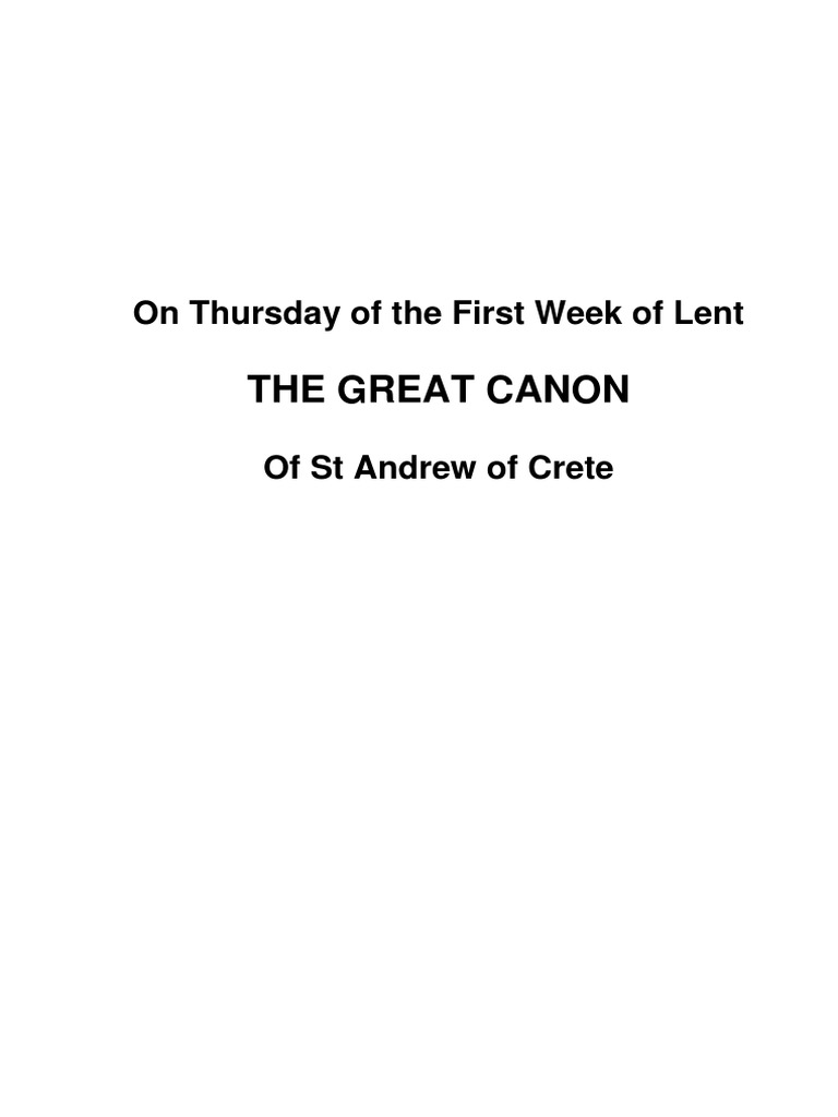 The Great Canon: On Thursday of The First Week of Lent | PDF | God The ...