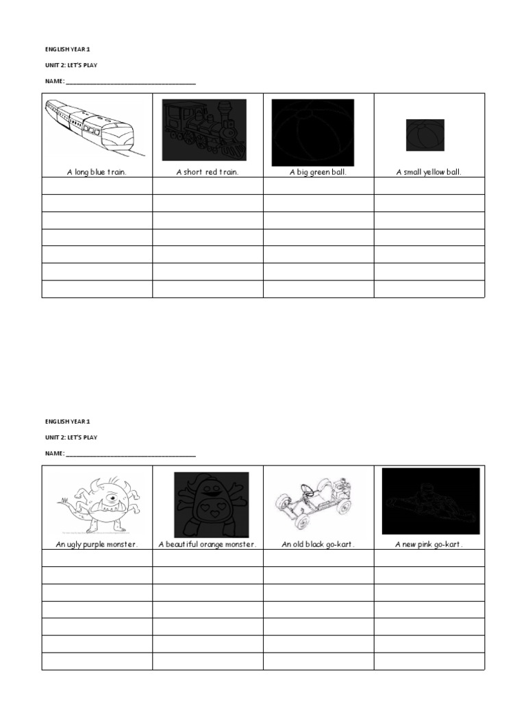 English Year 1 Unit 2: Let'S Play NAME | PDF