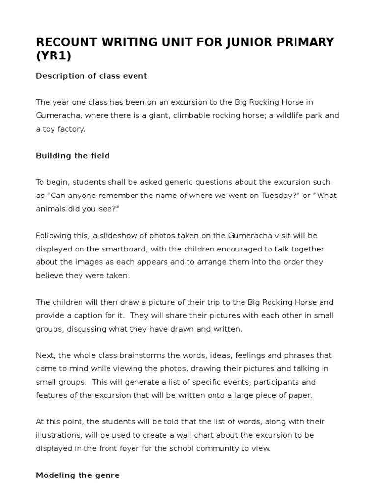 Recount Writing Year 1 | PDF | Grammatical Tense | Time