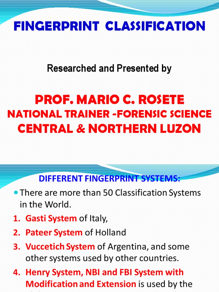 Classification of Fingerprints | PDF | Fingerprint | Hand