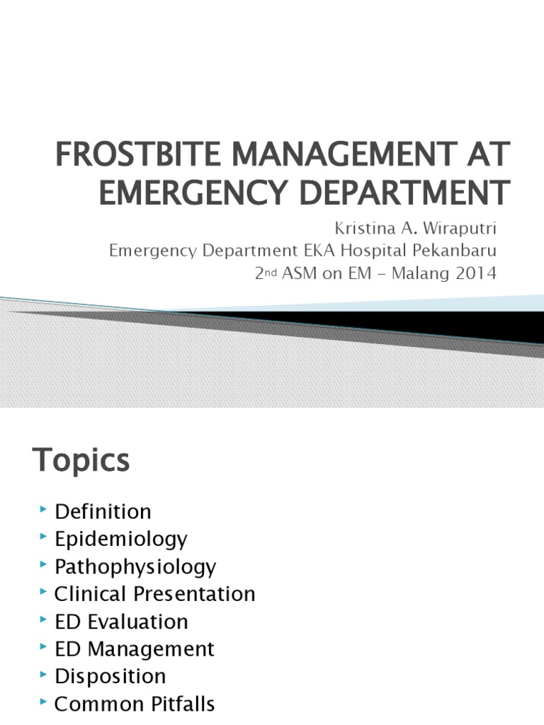 Frostbite Management at Emergency Department | PDF | Hypothermia ...