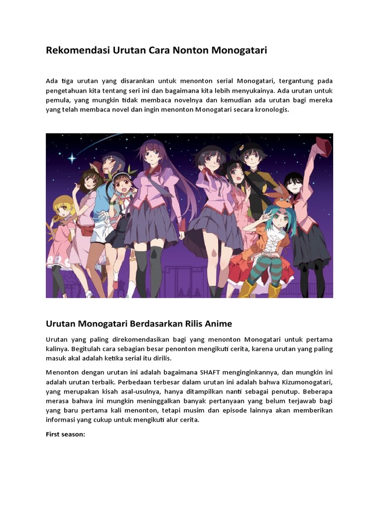 Urutan Dan Cara Nonton Monogatari | PDF