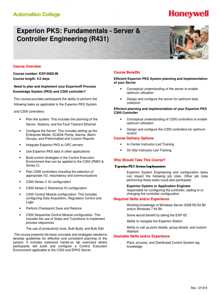 Experion PKS: Fundamentals - Server & Controller Engineering (R431) | PDF | Server (Computing ...