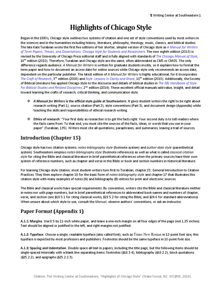 Highlights of Chicago Style: Introduction (Chapter 15) | Download Free ...