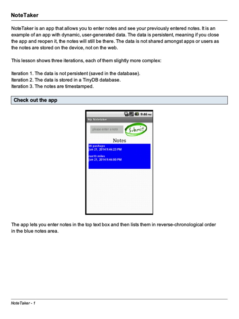 Notetaker: Check Out The App | PDF