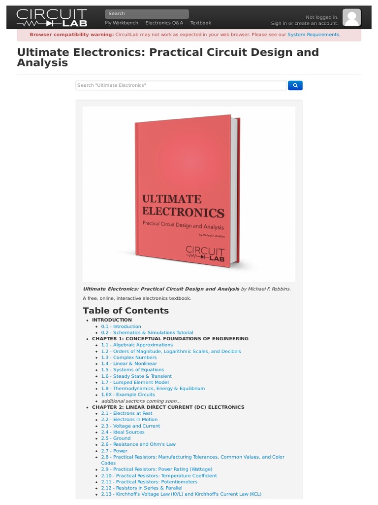 Ultimate Electronics: Practical Circuit Design and Analysis: Table of ...