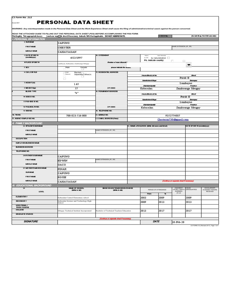 PDS CS Form No 212 Revised2017 | PDF | Crime & Violence | Crime Thriller