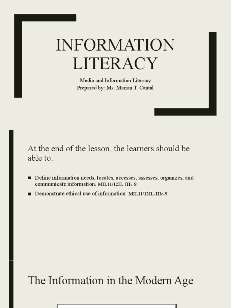 4PPT7 - 8 - Information Literacy | PDF | Information Literacy | Literacy