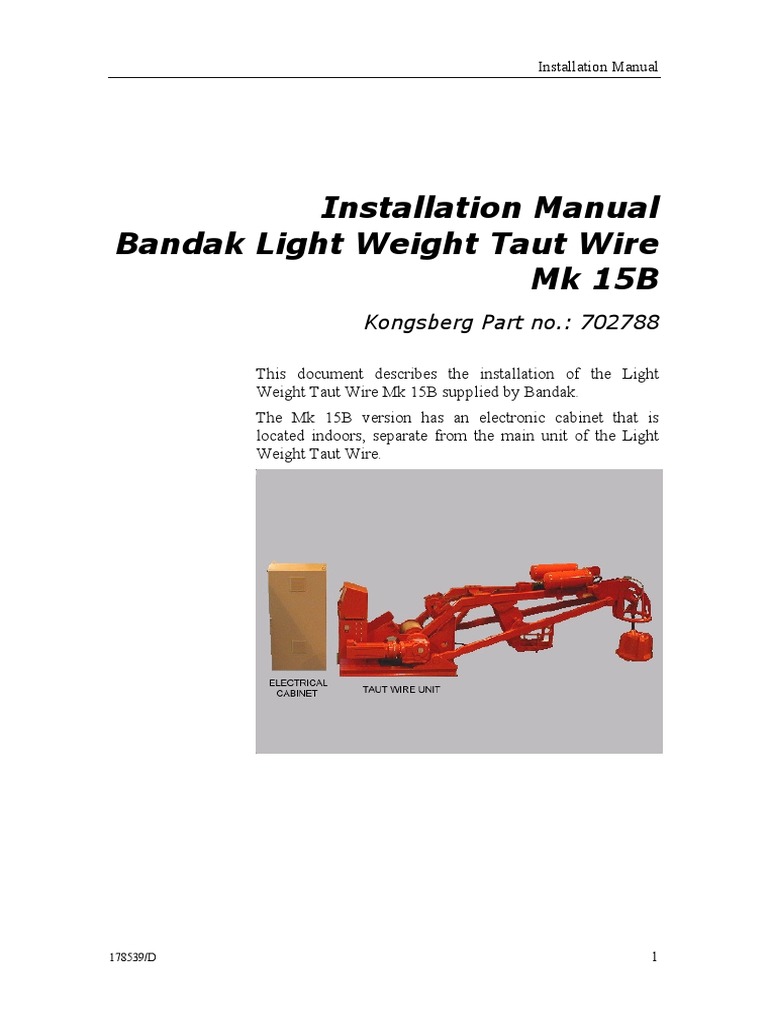 Installation Manual Bandak Light Weight Taut Wire MK 15B: Kongsberg ...