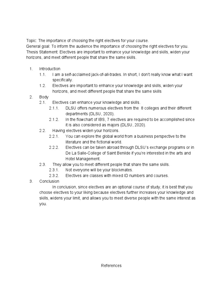 The Importance of Choosing The Right Electives For Your Course. | PDF | Behavior Modification ...