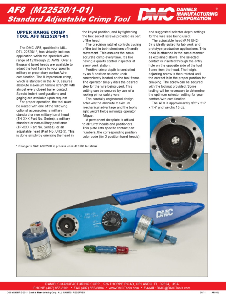Standard Adjustable Crimp Tool | PDF | Electrical Connector | Screw