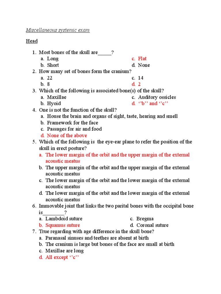 Miscellaneous Systemic Exam | PDF | Peritoneum | Skull