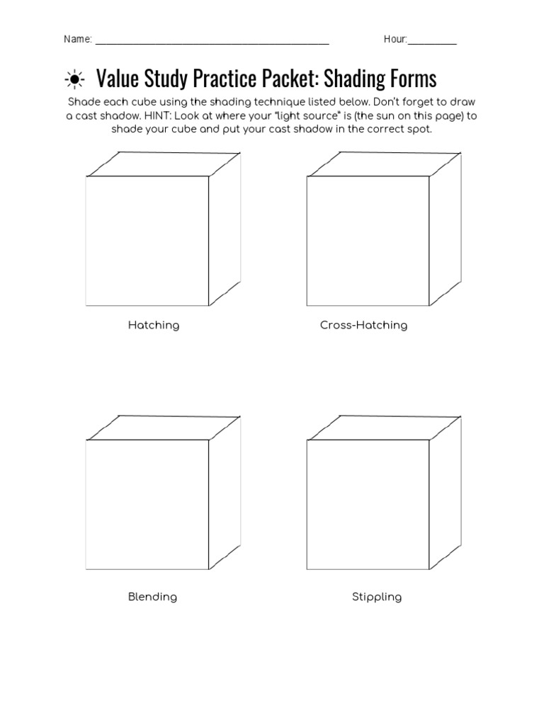 Cube Shading Techniques Practice | PDF