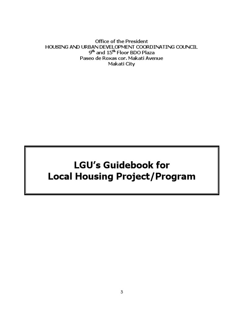 LGU Housing Project Guide | PDF | Feasibility Study | Public Housing