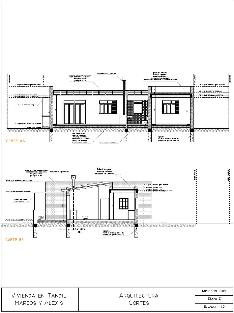 Cortes AA y BB en Planos Arquitectónicos | PDF | Construyendo ...