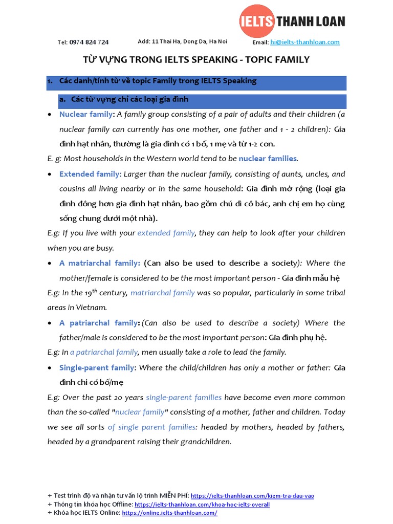 IELTS Vocabulary: Family Topic Guide | PDF | Family | Human Reproduction