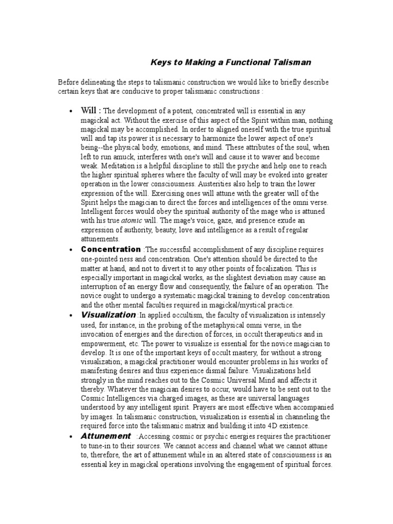 How To Make A Functional Talisman PDF | PDF