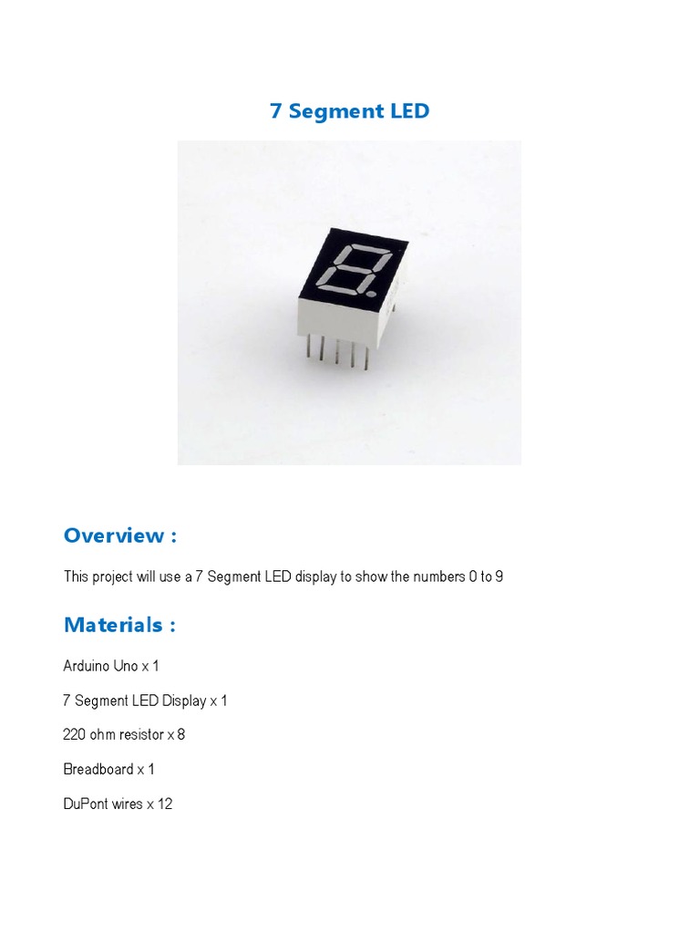 7 Segment Display | PDF | Diode | Resistor