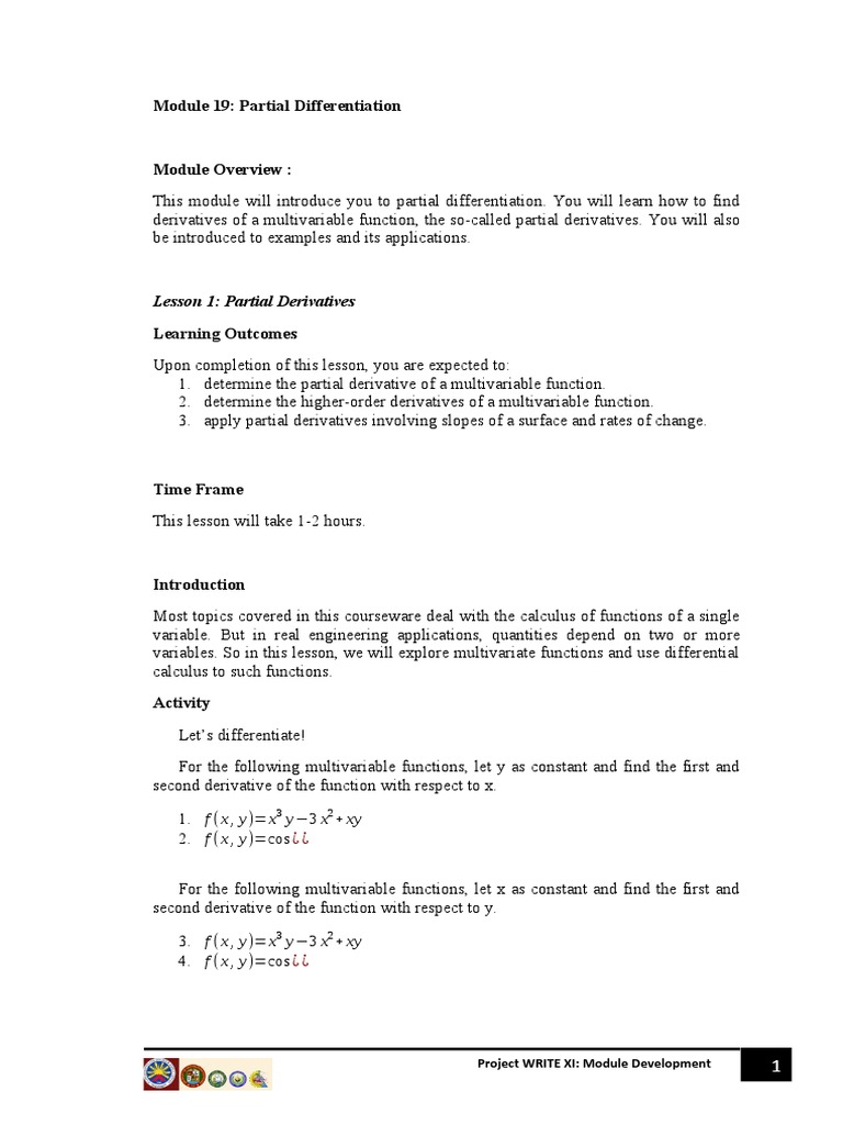 Introduction to Partial Differentiation | PDF | Derivative | Function ...