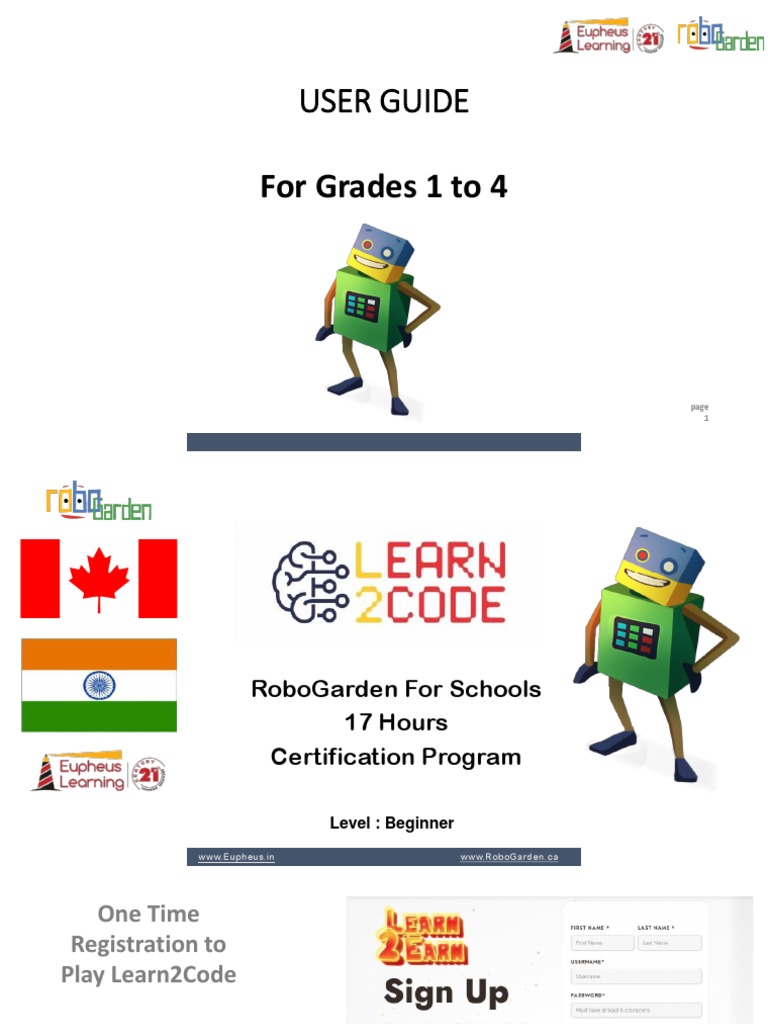 Learn2Code - User Guide - Grades 1 To 4 Ver1.0 PDF | PDF | Login ...