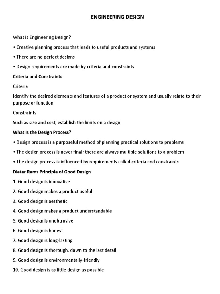 Engineering Design: Criteria and Constraints | Download Free PDF ...
